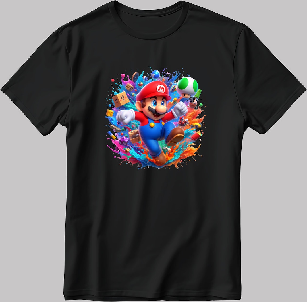 Super Mario Poster Short Sleeve White-black Men's / Women's T Shirt ...