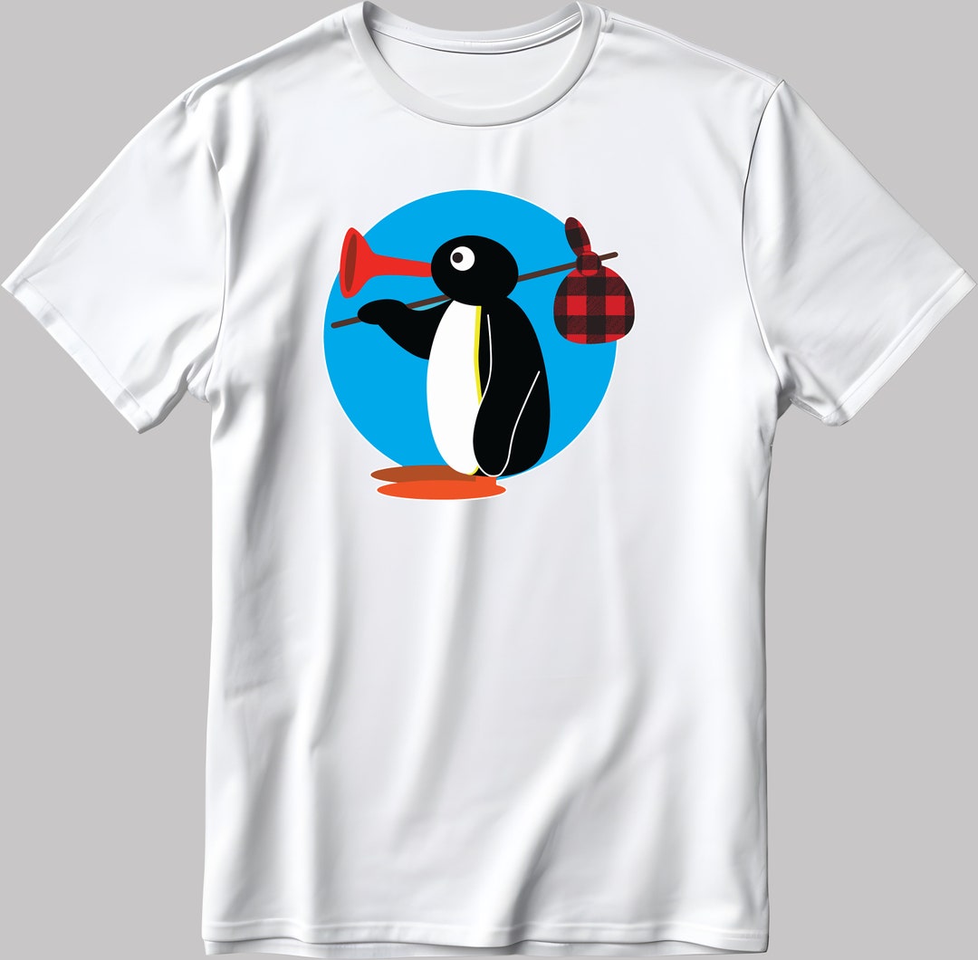 Plain Design Pingu Noot Noot Funny, Short Sleeve White-black Men's ...