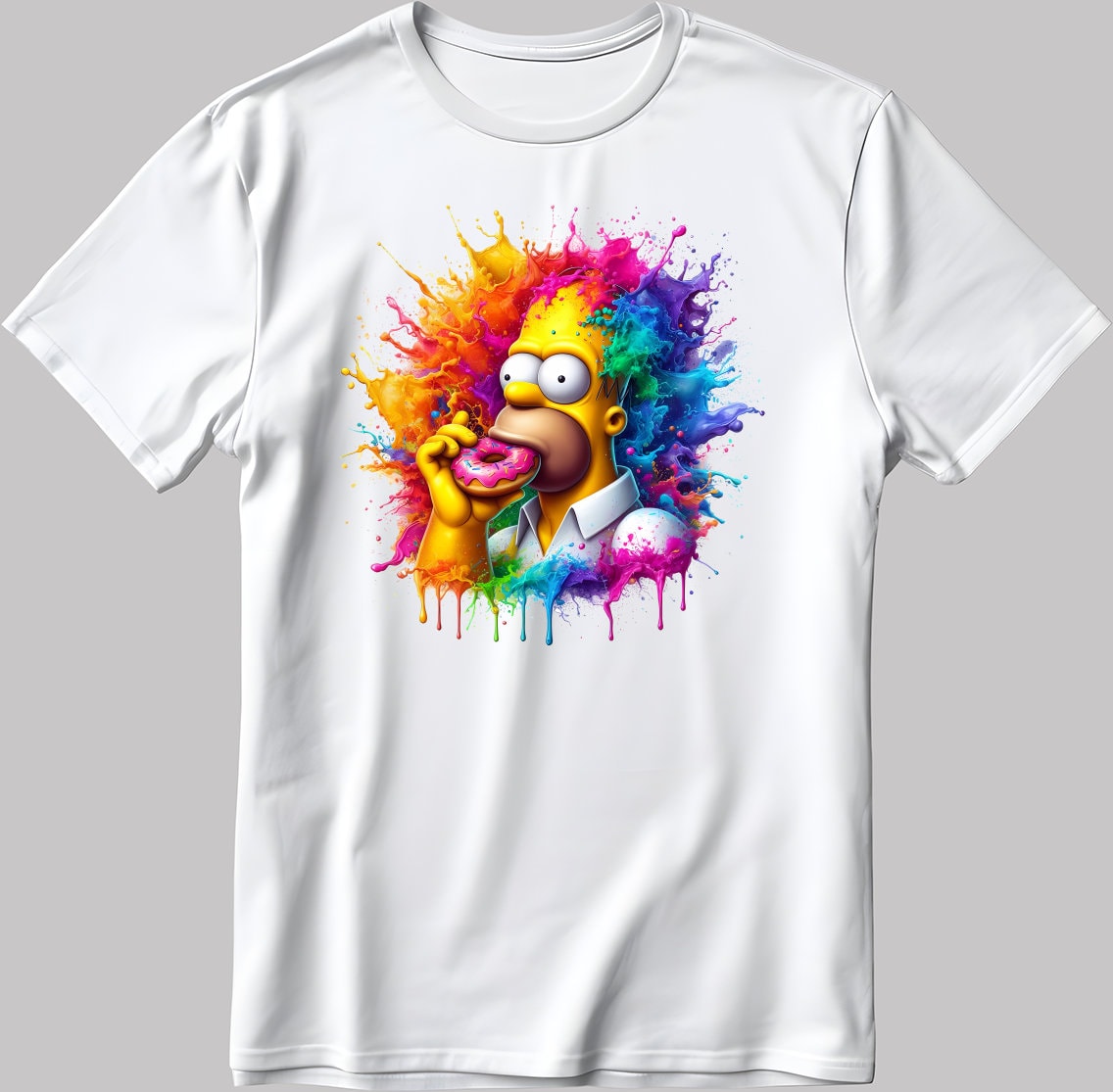 Homer Simpsons Colorful Art Short Sleeve White-black Men's / Women's T ...