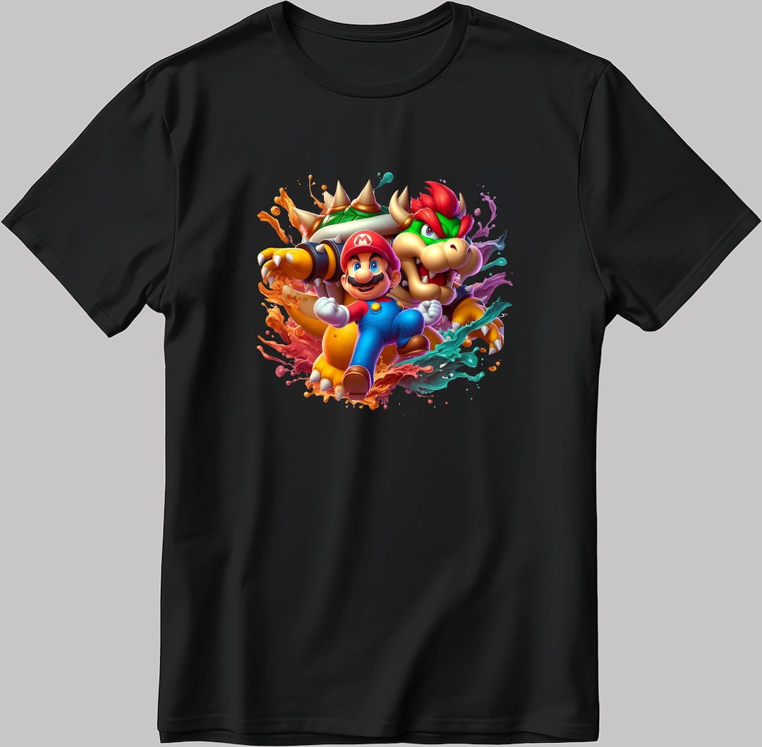 Super Mario Characters Short Sleeve White-black Men's / Women's T Shirt ...