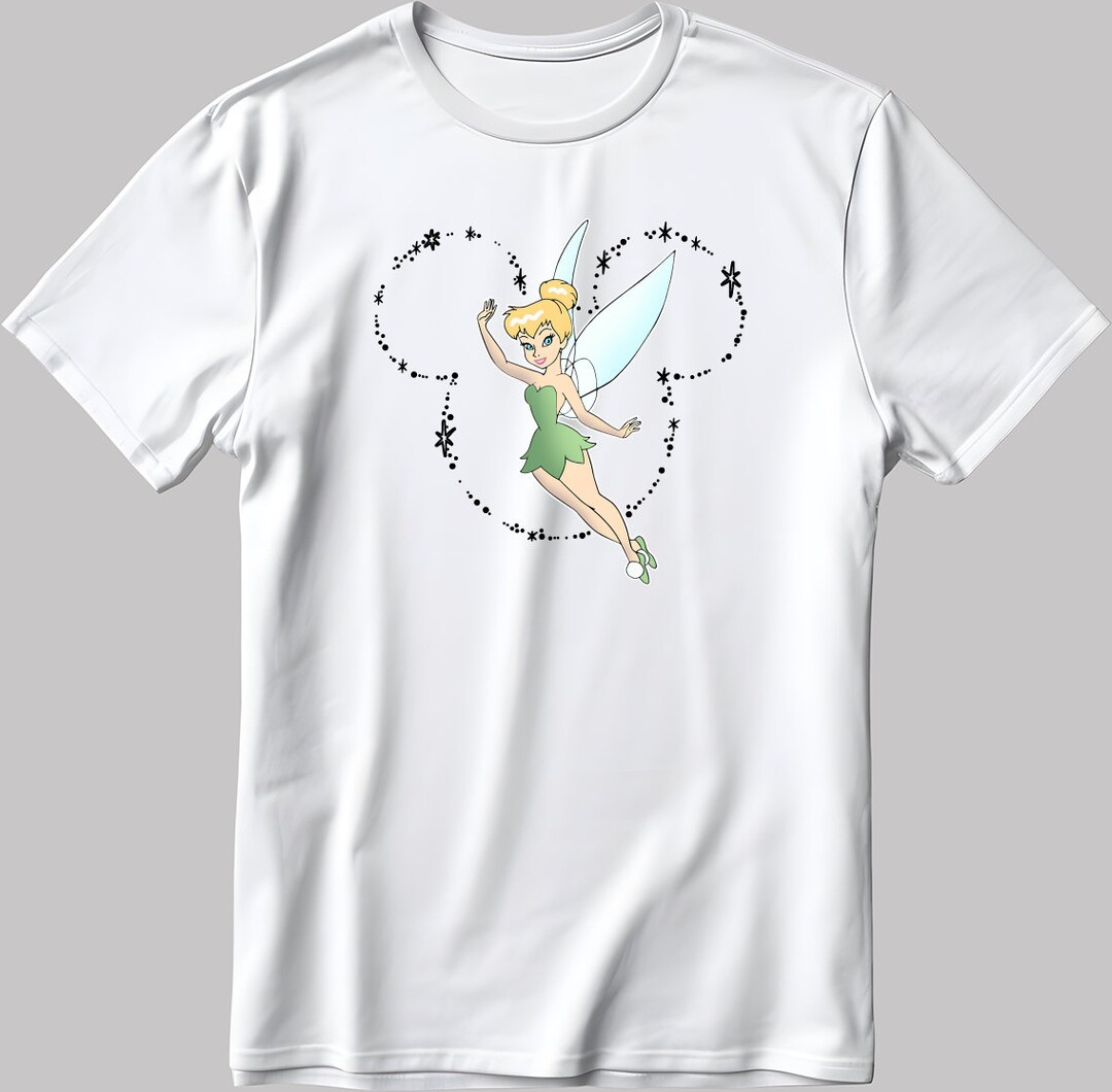 Tinkerbell Mickey Mouse Head Short Sleeve White-black Men's / Women's T ...