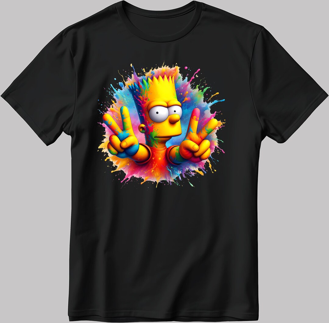 Bart Simpsons Colorful Art Short Sleeve White-black Men's / Women's T ...
