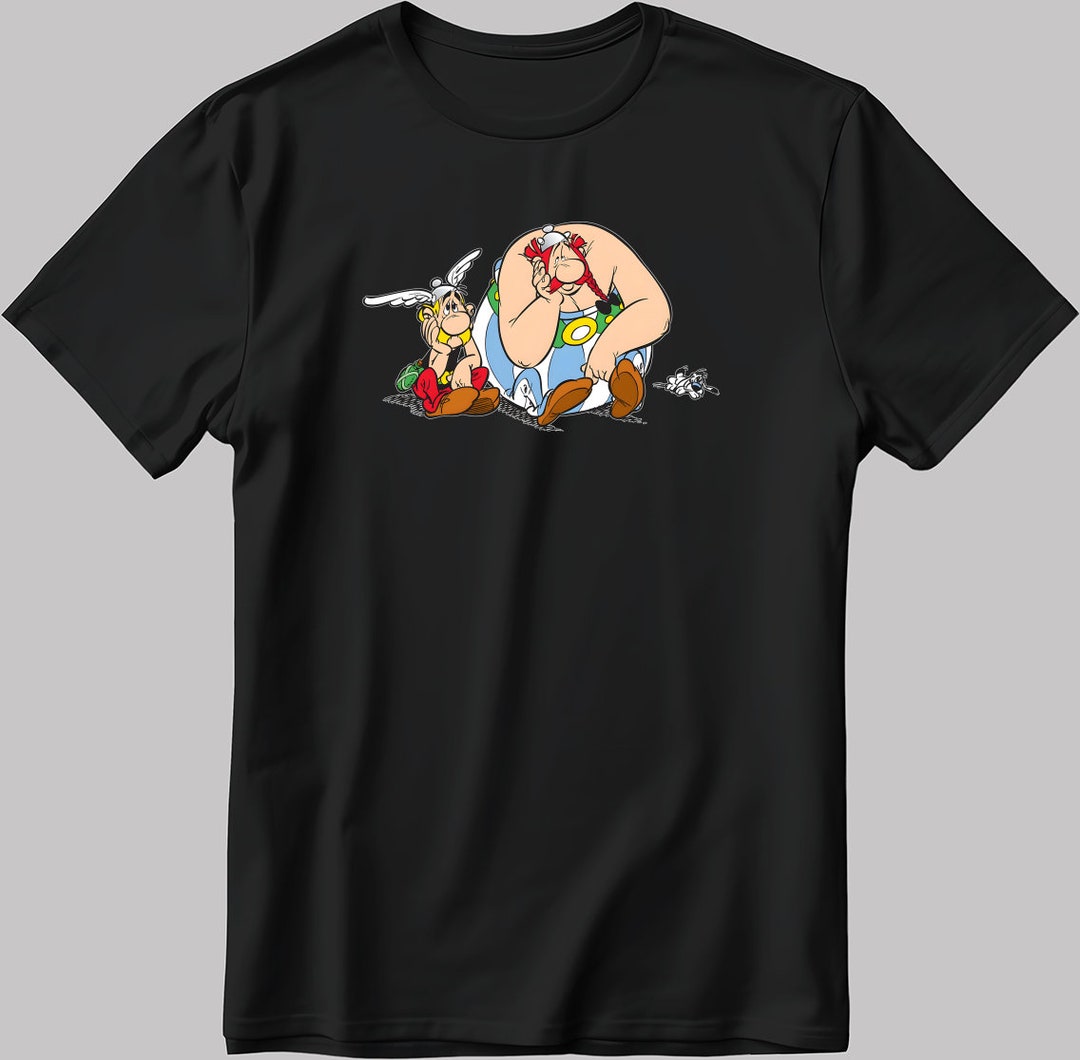 Asterix and Obelix, Famous Characters Figure, Short Sleeve White-black ...