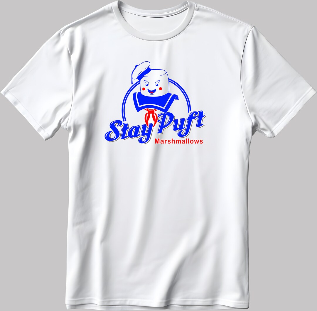 Stay Puft Marshmallow Man Cartoon Character, Short Sleeve White-black ...