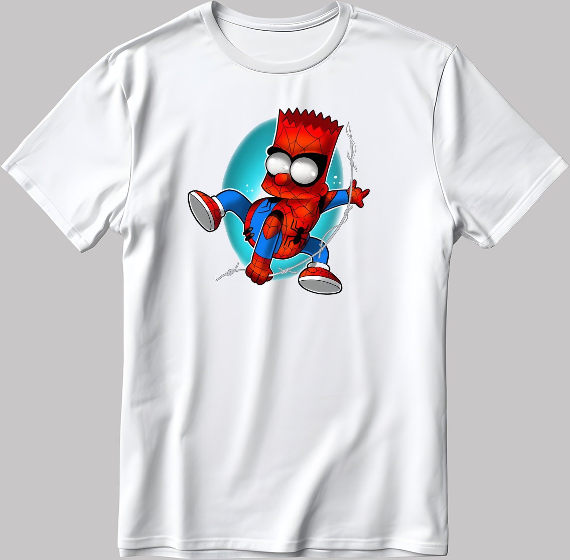 Funny Simpson Cosplay Spider Man Short Sleeve White-black Men's / Women ...