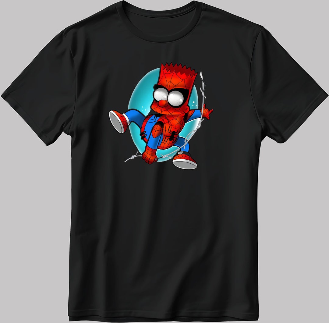 Funny Simpson Cosplay Spider Man Short Sleeve White-black Men's / Women ...