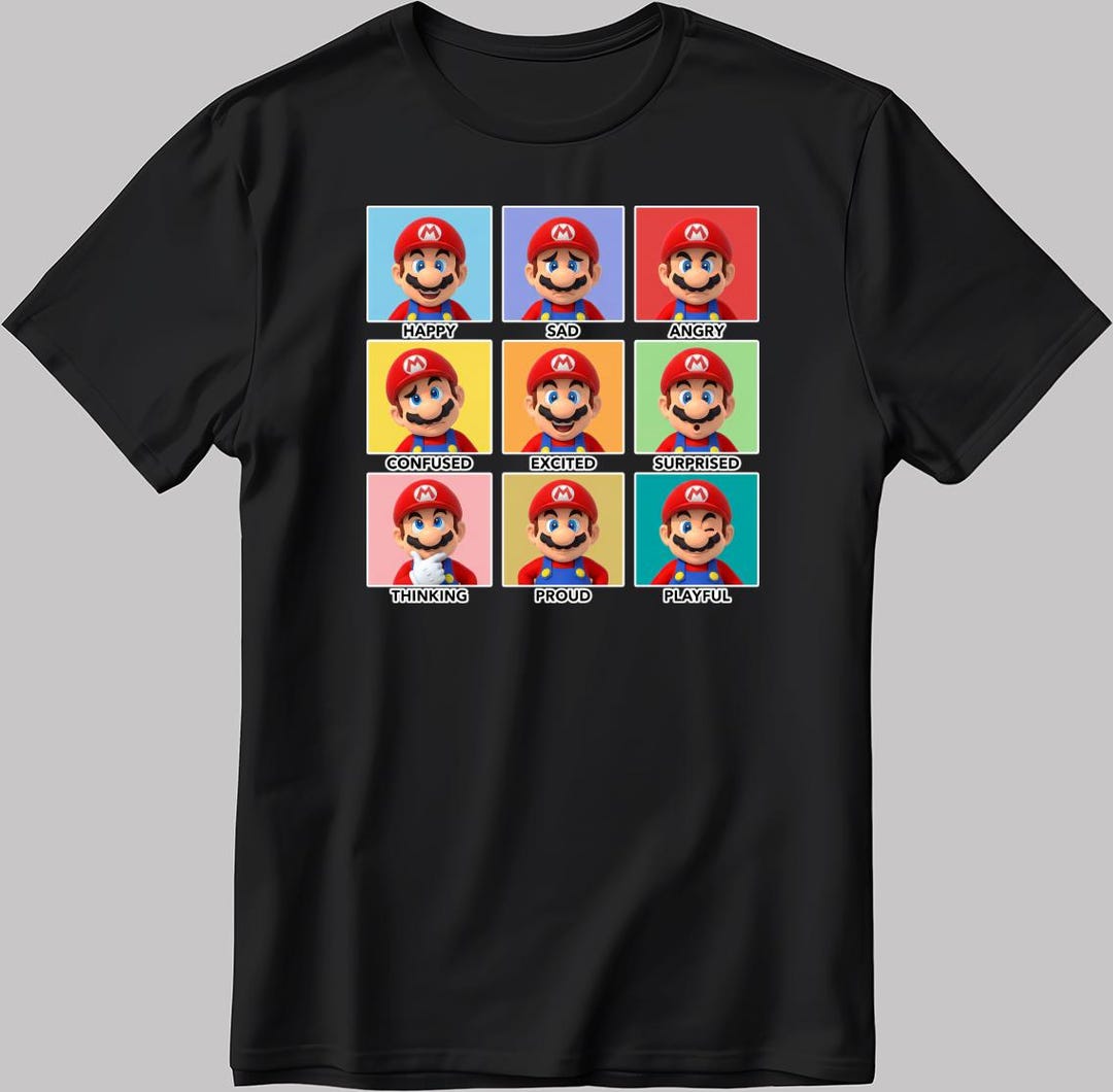 Super Mario, Mario Moods White-black Men / Women T-shirt YZ128 - Etsy
