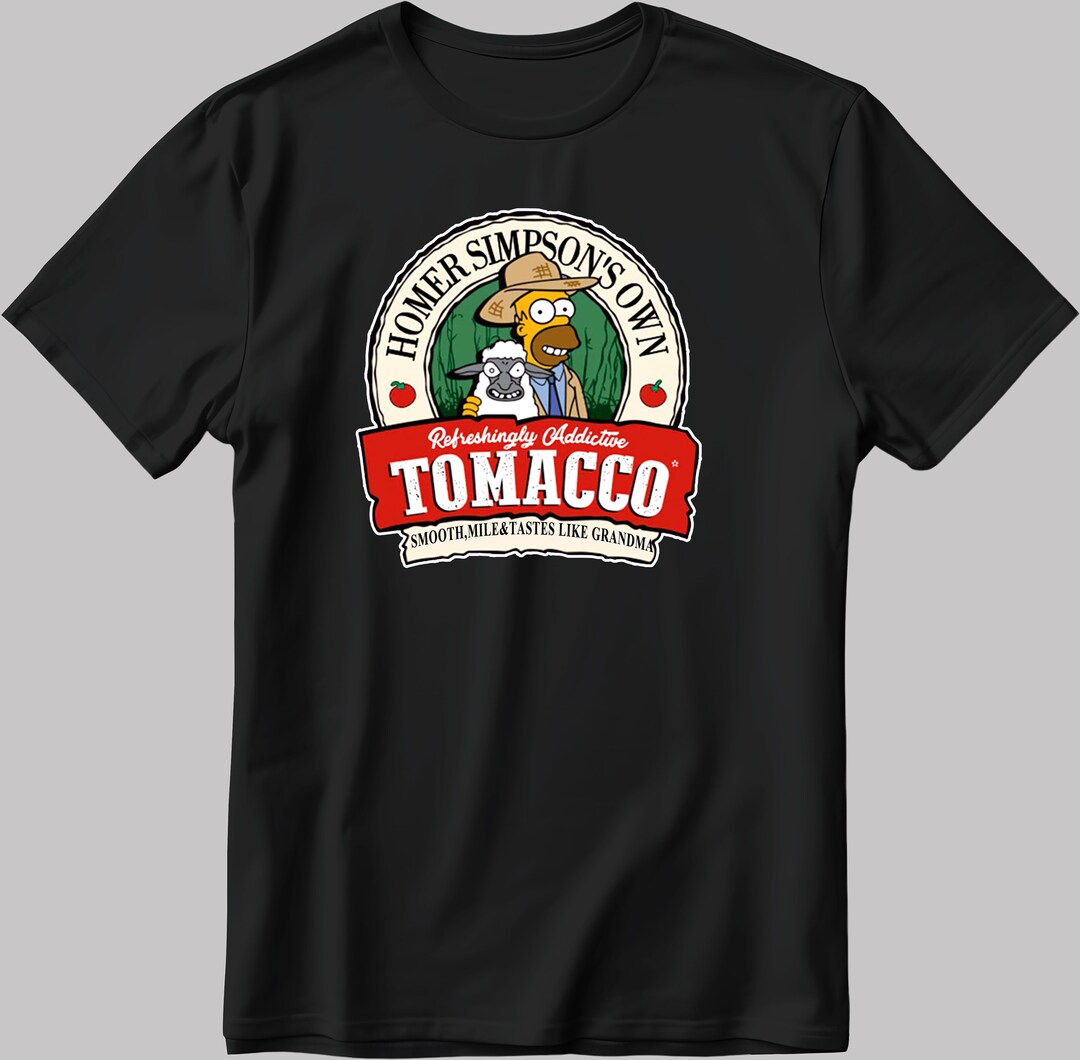 The Simpson Homer Simpson Tomacco Logo, Short Sleeve White-black Men's ...
