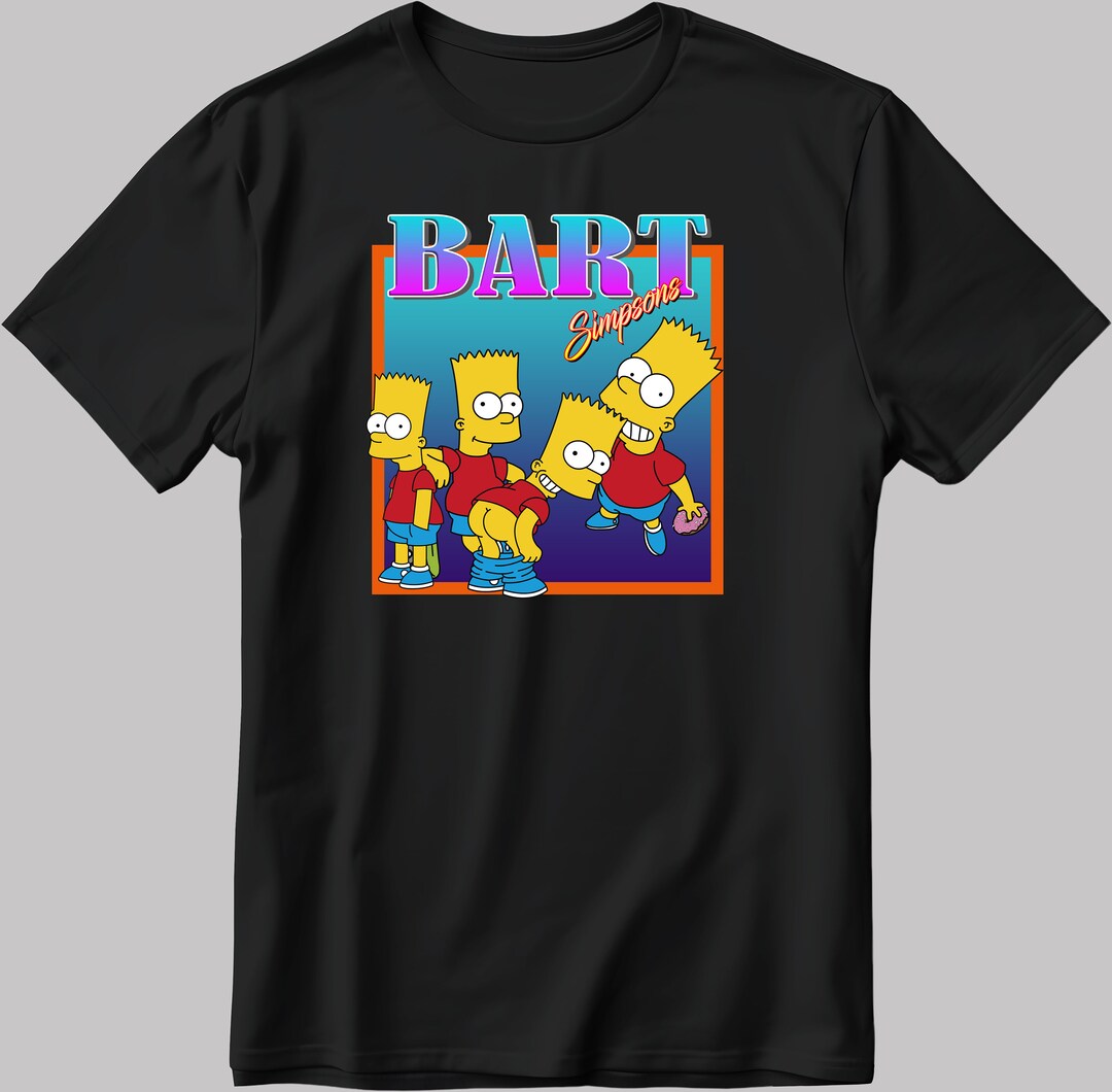 Famous Characters Bart Simpsons Figure, Short Sleeve White-black Men's ...