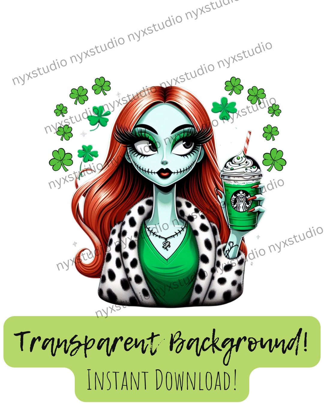 Paddys Day Blue Dead Mean Girl, Coffee Cup, Clover, PNG, Instant ...