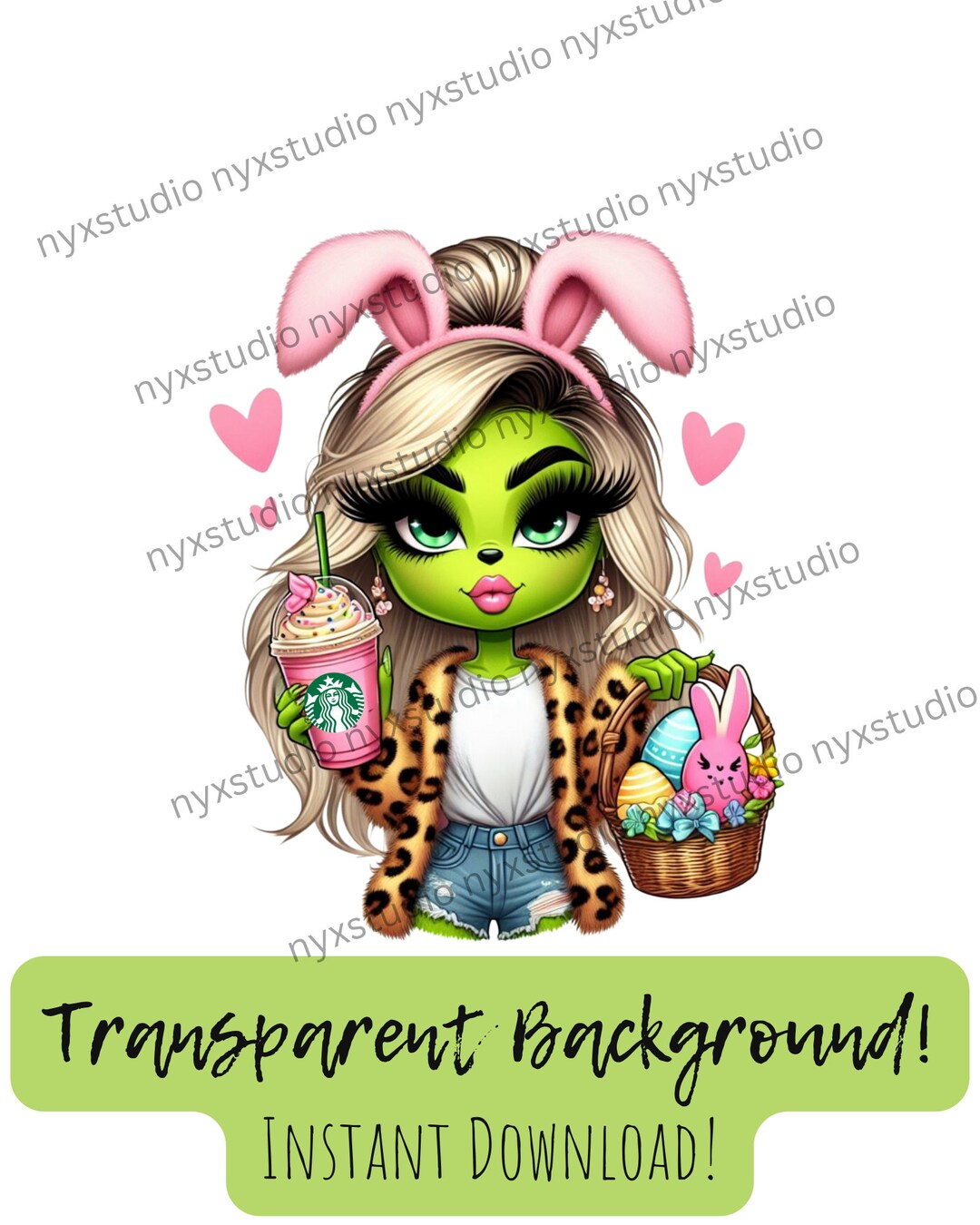 Easter Green Boujee Mean Girl, Cheetah, Hearts, Easter Basker, Easter ...