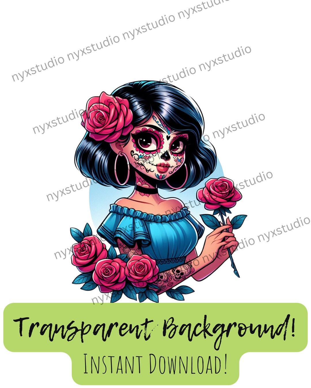Day of the Dead PNG, La Catrina Girl, Halloween, Sublimation, Sugar ...