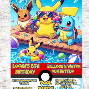 Editable Poke Mon Birthday Party Invite, Instant Download, Editable ...