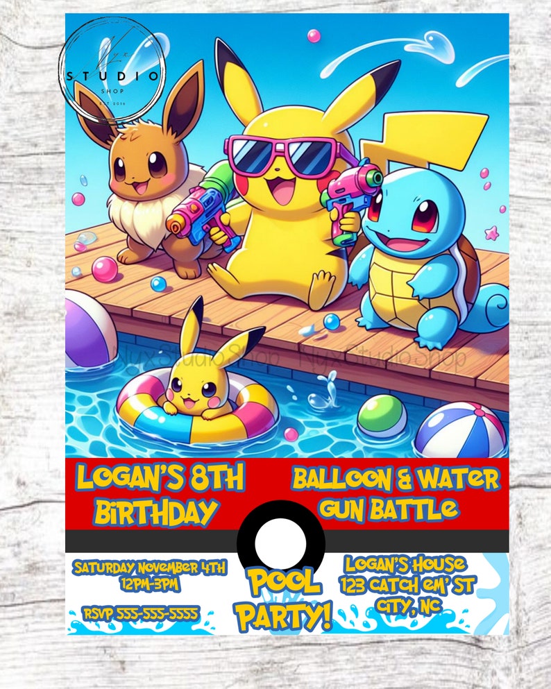 Editable Poke Mon Birthday Party Invite, Instant Download, Editable ...