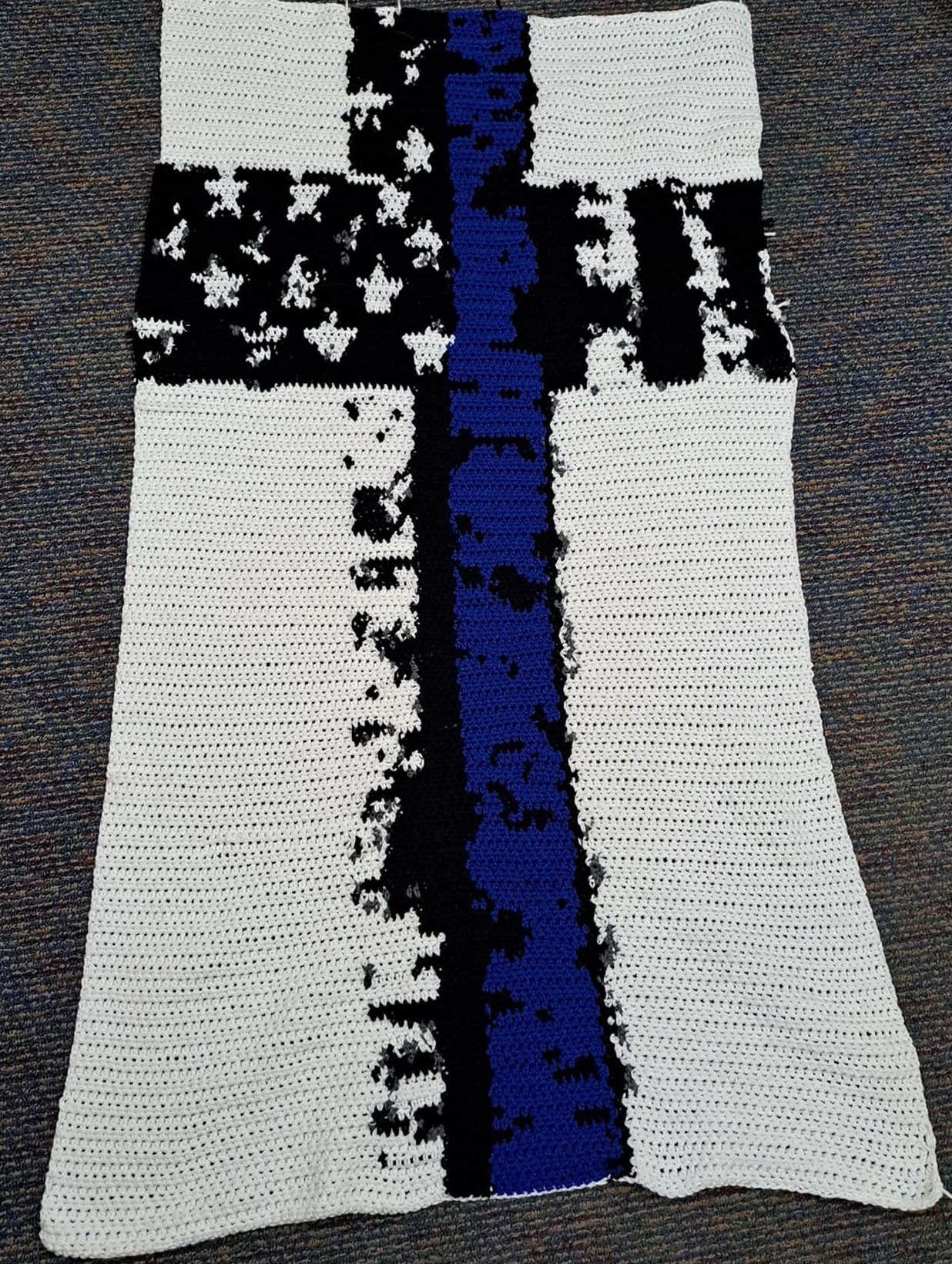 Thin Blue Line Cross/flag Grid Pattern - Etsy