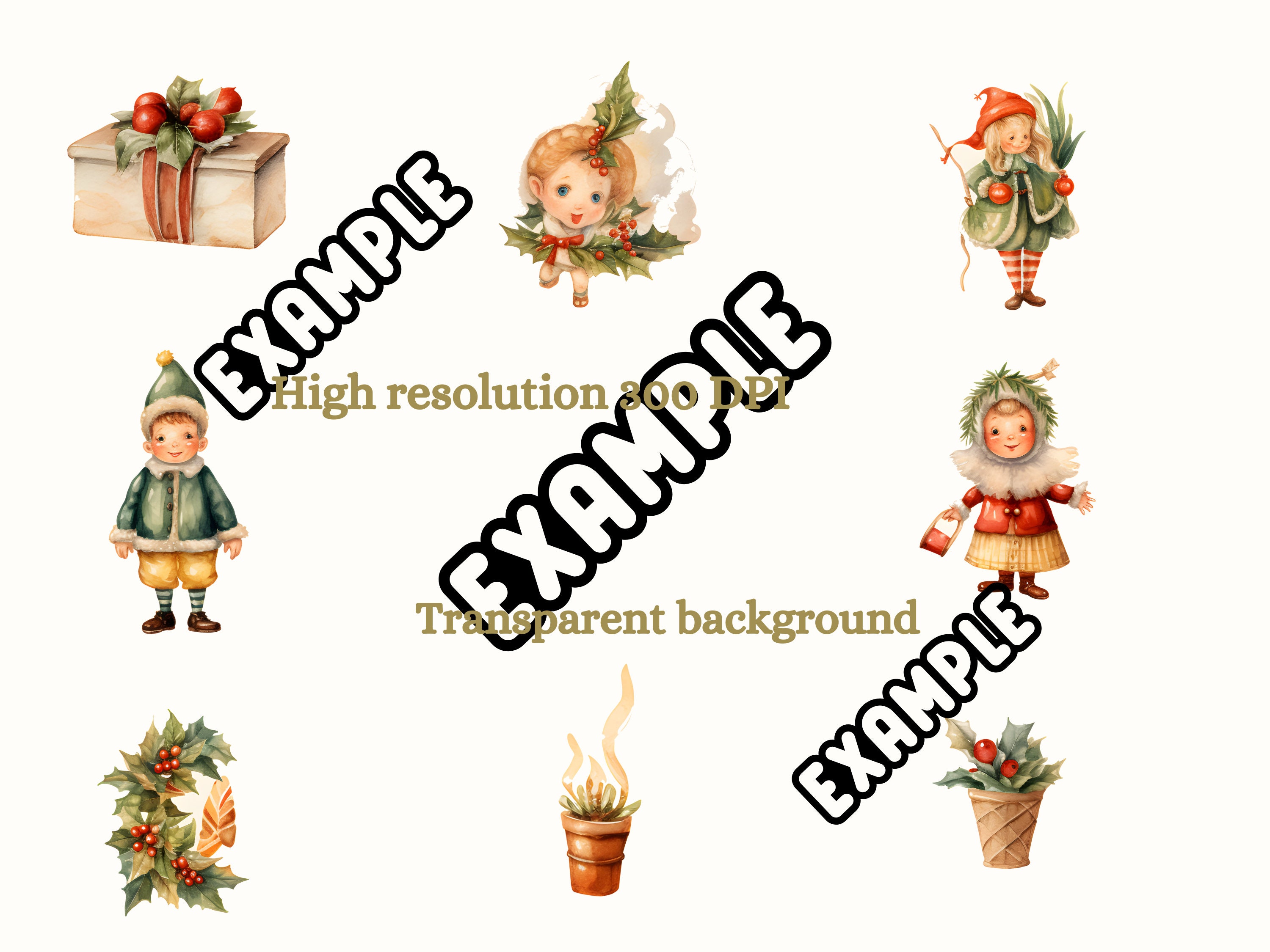 Elfs Christmas Watercolor Clipart, Christmas Elf Clipart, Gifts, Elfs ...