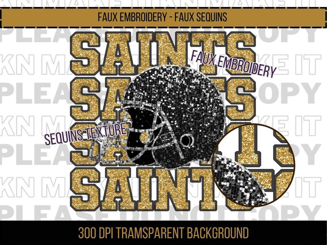 Who Dat Saints Football PNG Faux Embroidery Sequins Png Sublimation ...