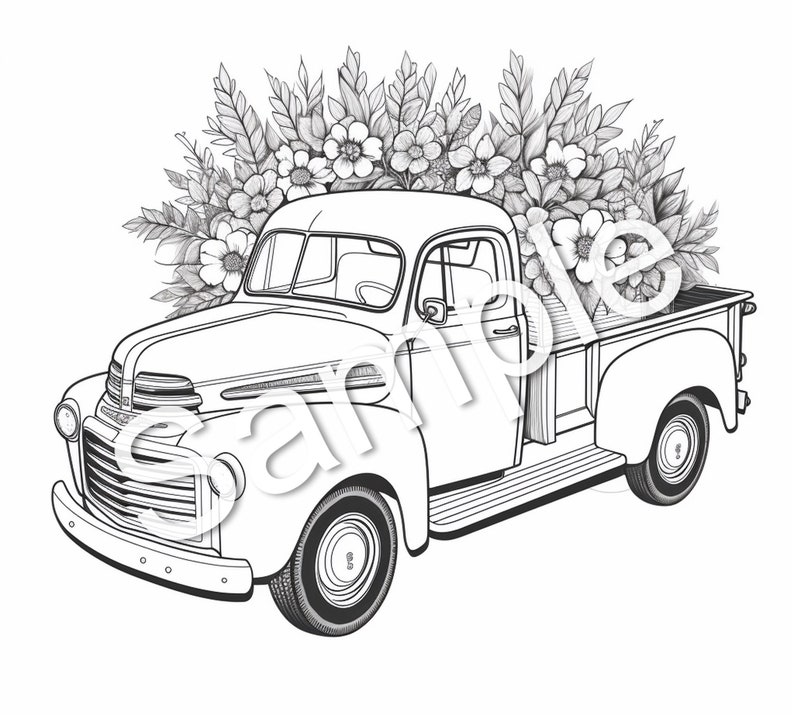 40 Flower Truck Coloring Book, Coloring Pages, Printables - Etsy