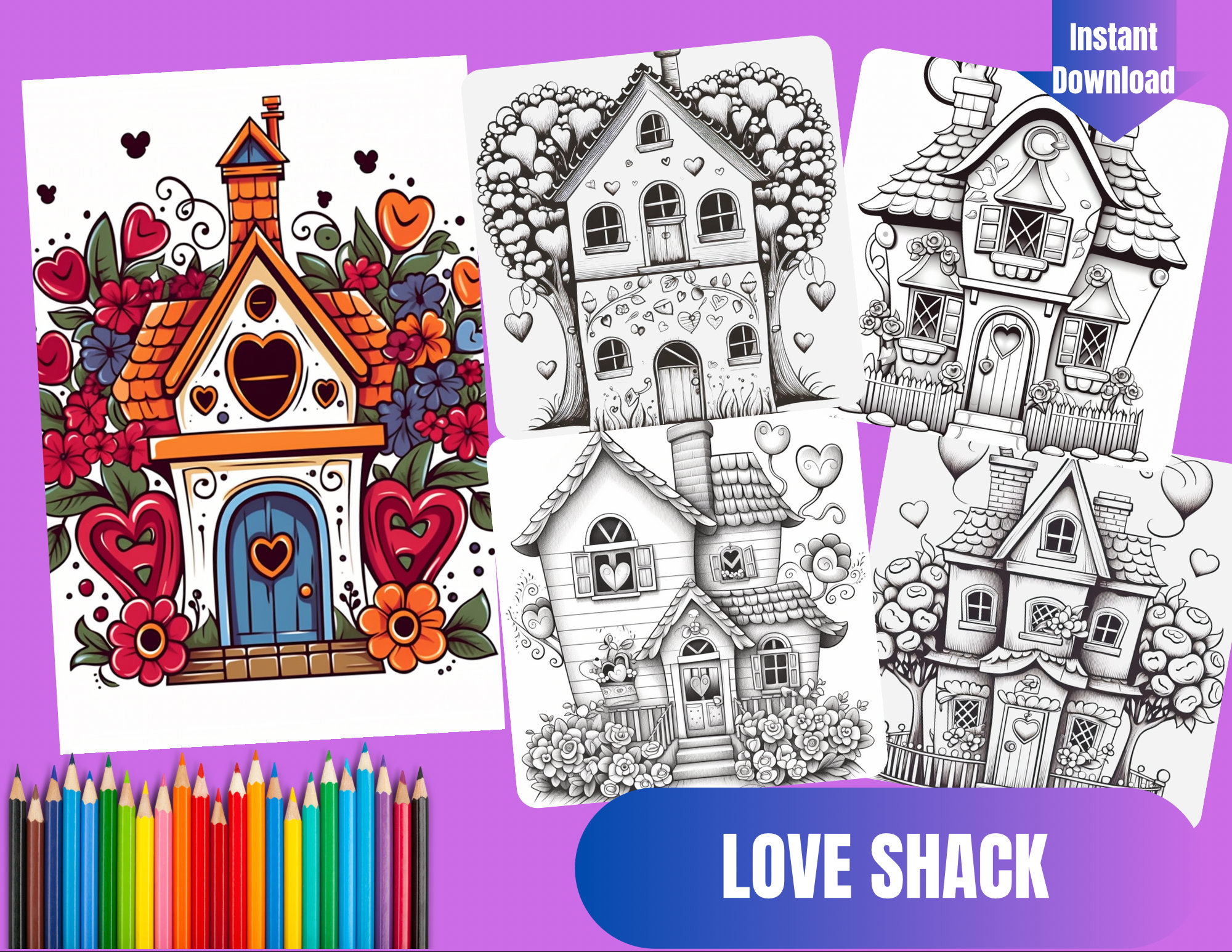 32 Love Shack Coloring Pages, Coloring Book, Instant Download - Etsy
