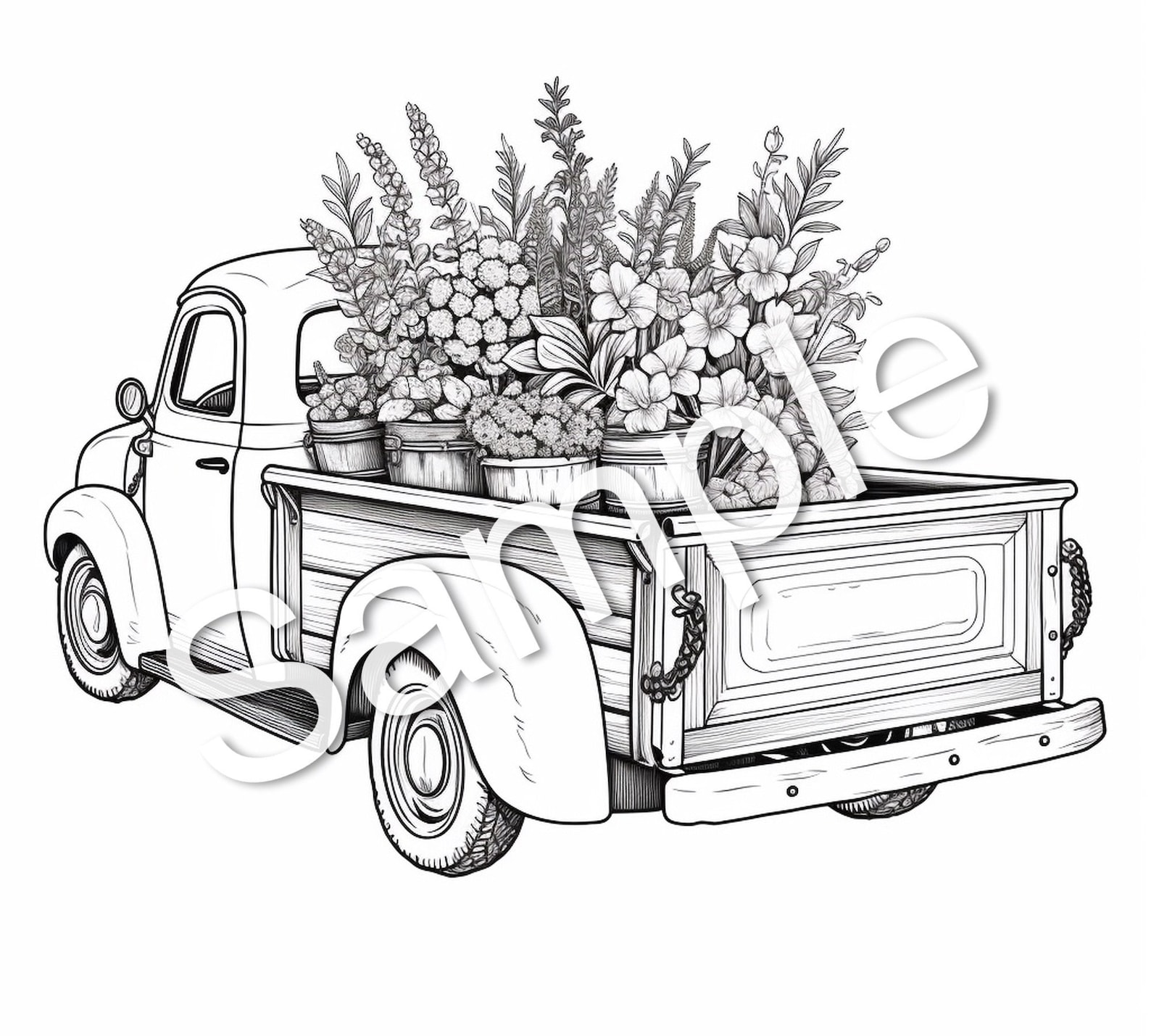 40 Flower Truck Coloring Book, Coloring Pages, Printables - Etsy