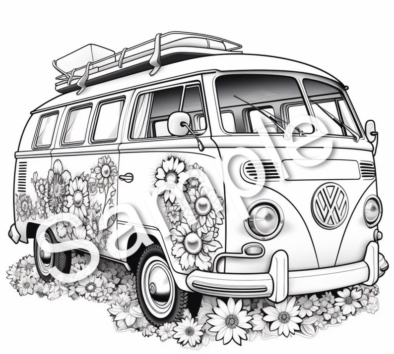 25 Groovy Bus Coloring Pages, Coloring Book, Printables - Etsy UK