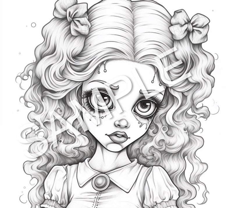 50 Creepy Cuties Coloring Pages, Coloring Book, Relaxation and Stress ...