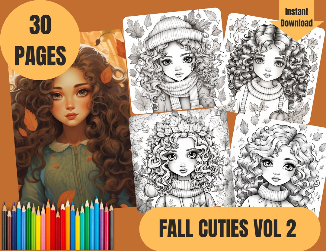 30 Fall Cuties Vol 2 Coloring Pages - Etsy