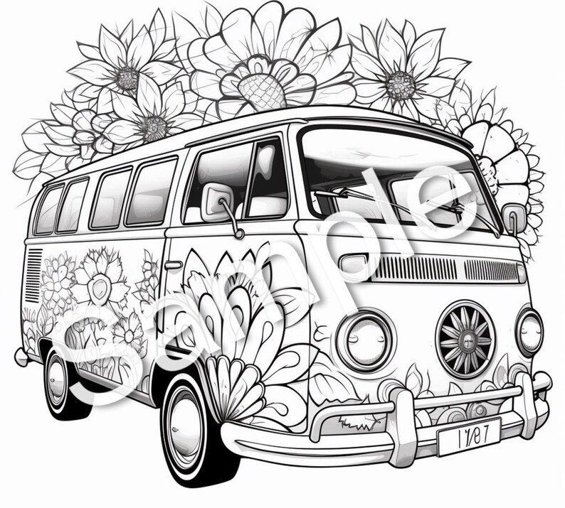 25 Groovy Bus Coloring Pages, Coloring Book, Printables - Etsy UK