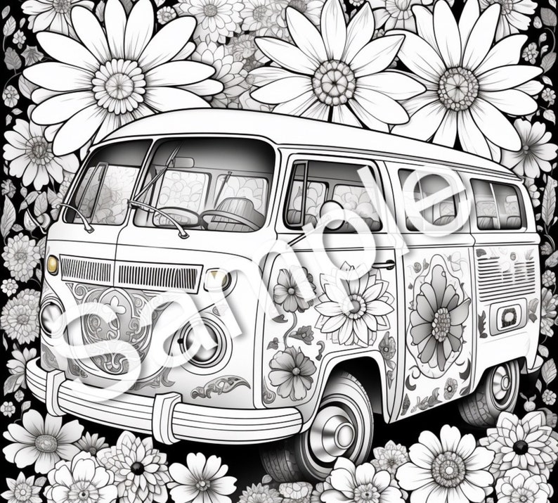 25 Groovy Bus Coloring Pages, Coloring Book, Printables - Etsy UK