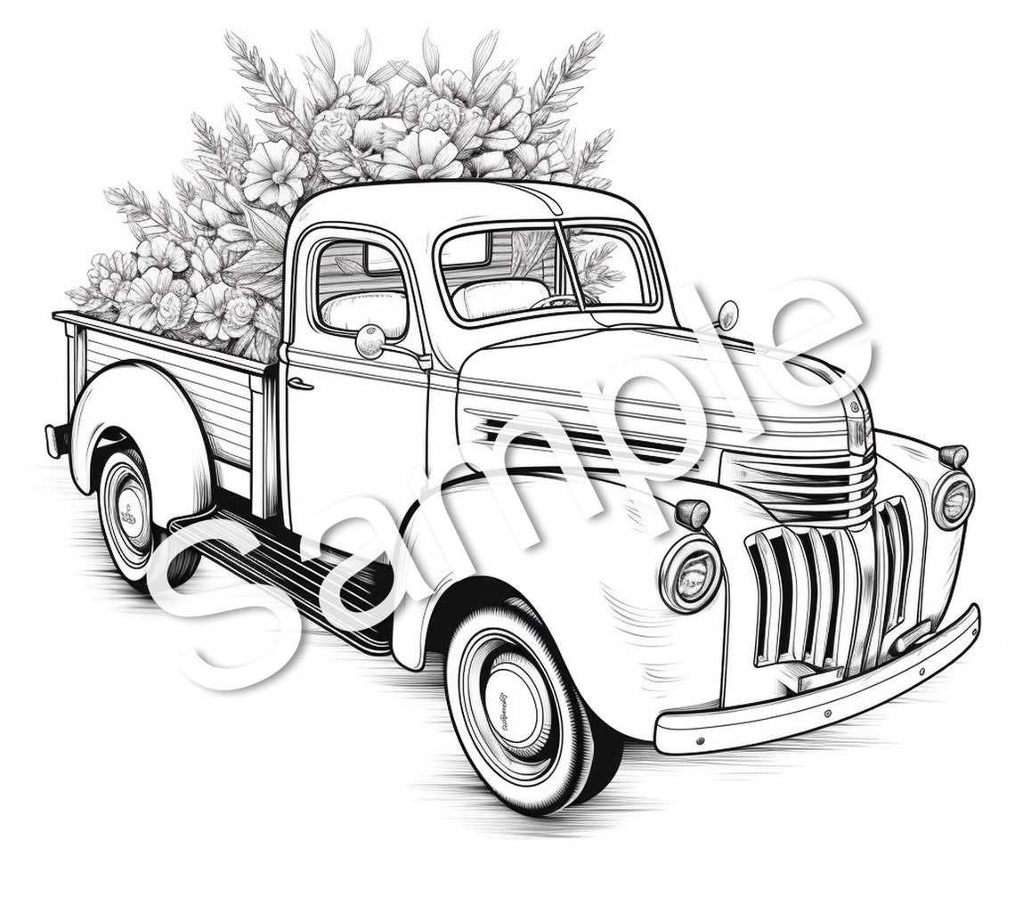 40 Flower Truck Coloring Book, Coloring Pages, Printables - Etsy