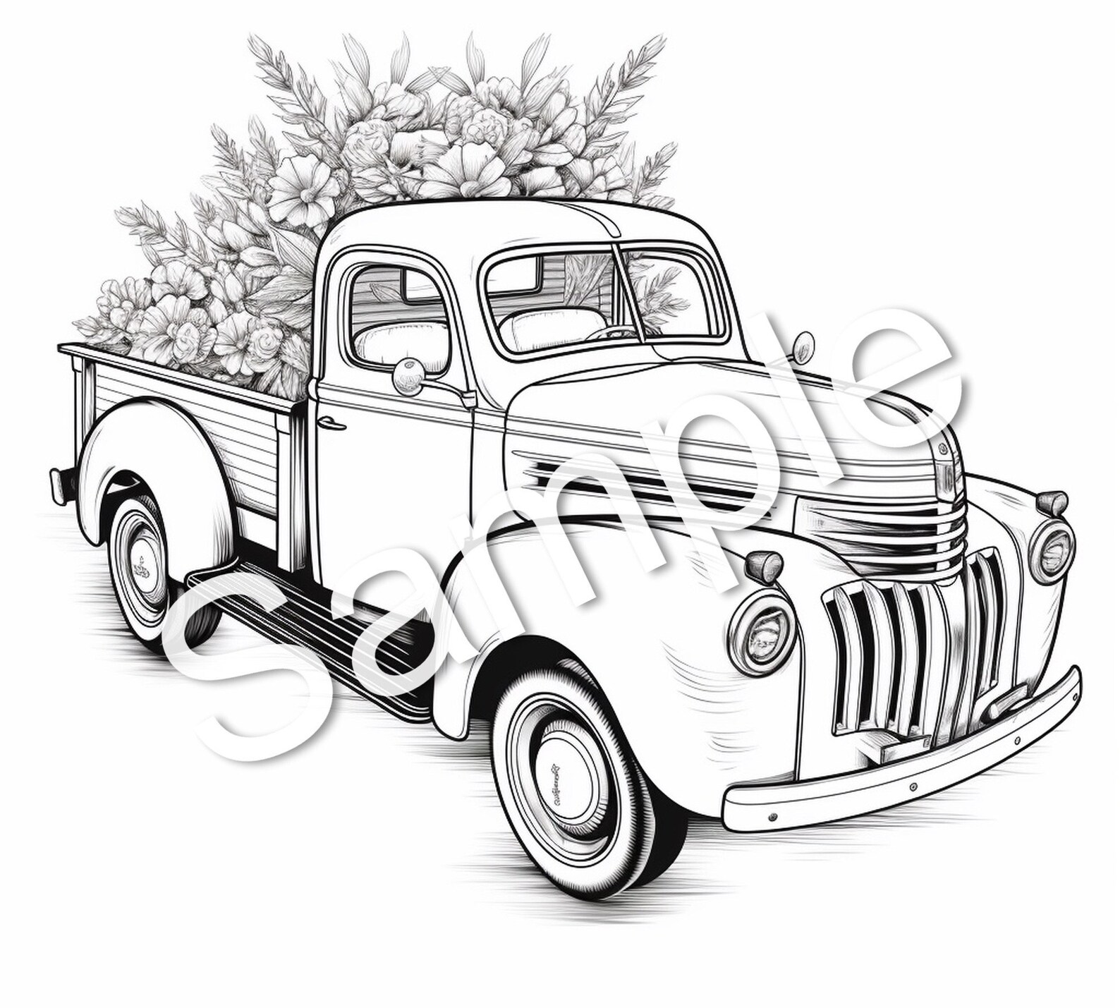 40 Flower Truck Coloring Book, Coloring Pages, Printables - Etsy