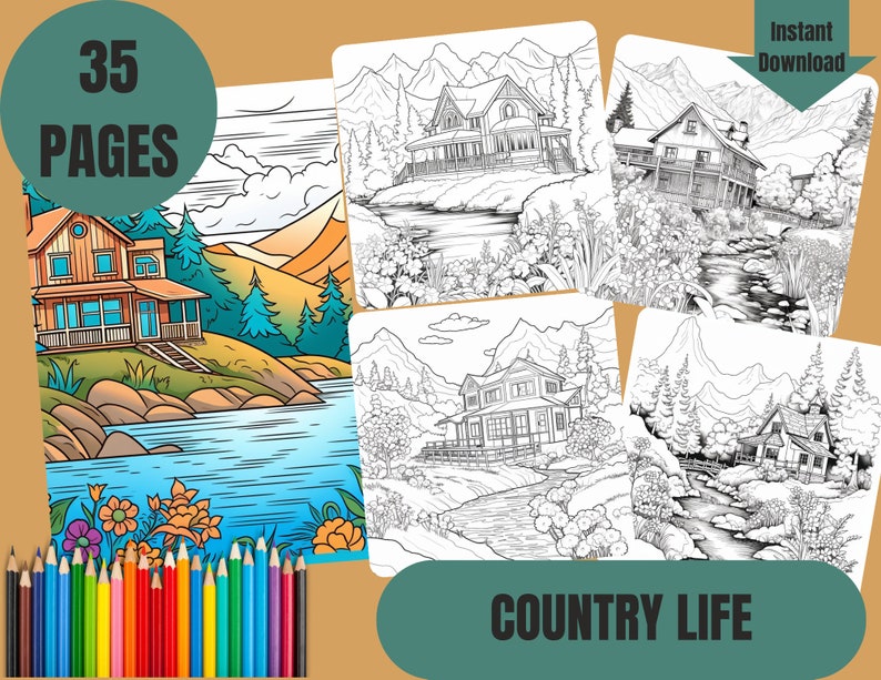 35 Country Life Coloring Pages, Coloring Book, Printables - Etsy