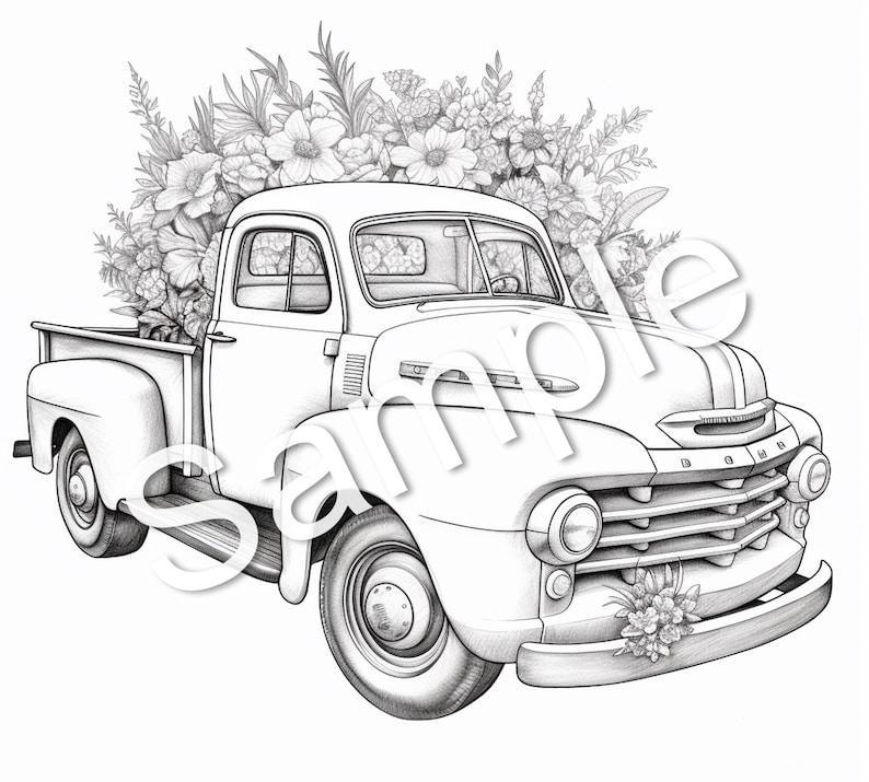 40 Flower Truck Coloring Book, Coloring Pages, Printables - Etsy