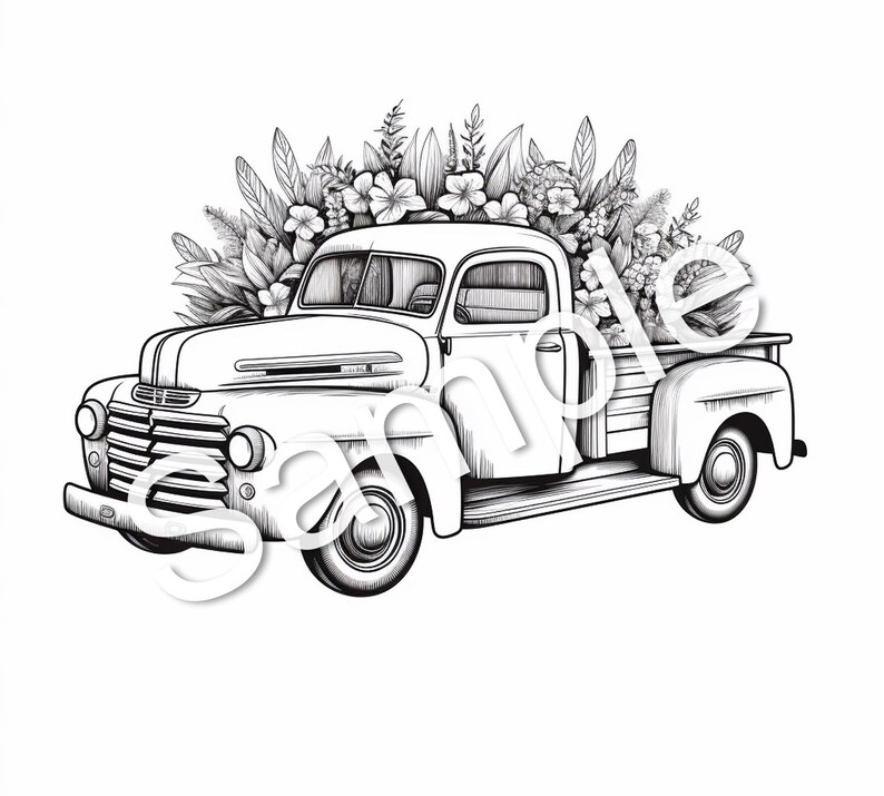 40 Flower Truck Coloring Book, Coloring Pages, Printables - Etsy