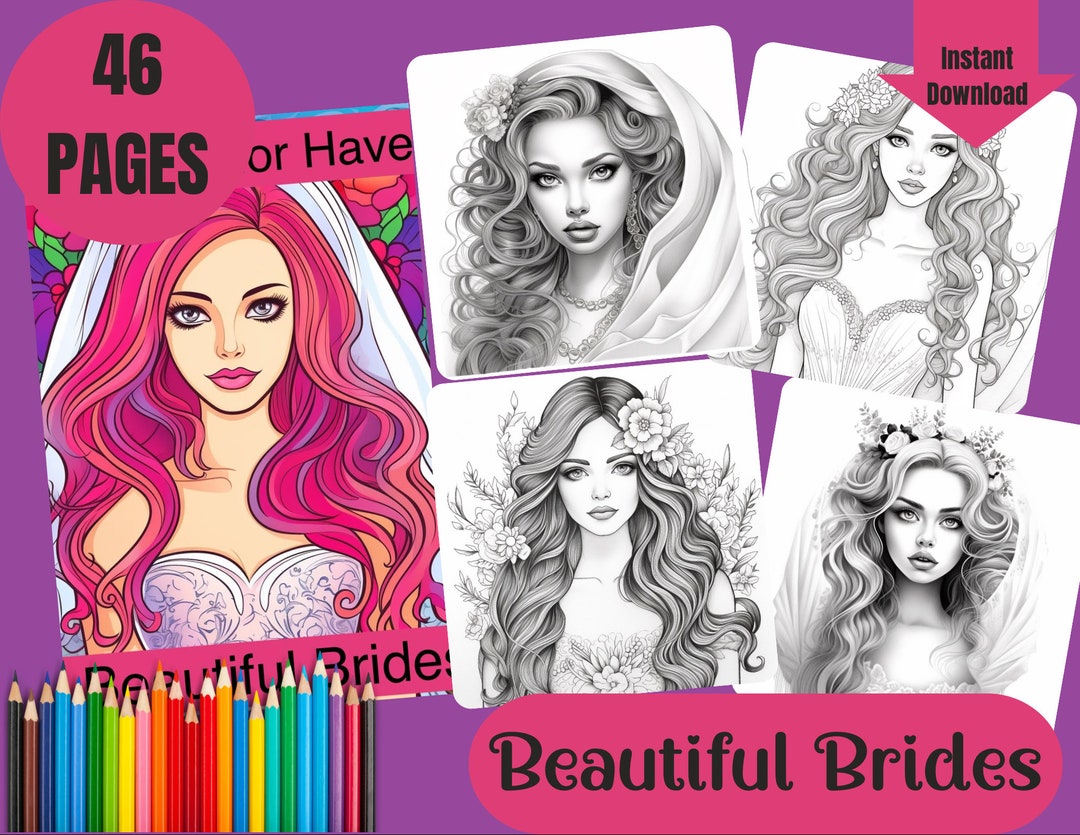 46 Beautiful Brides Coloring Pages, Coloring Book, Relaxation and ...