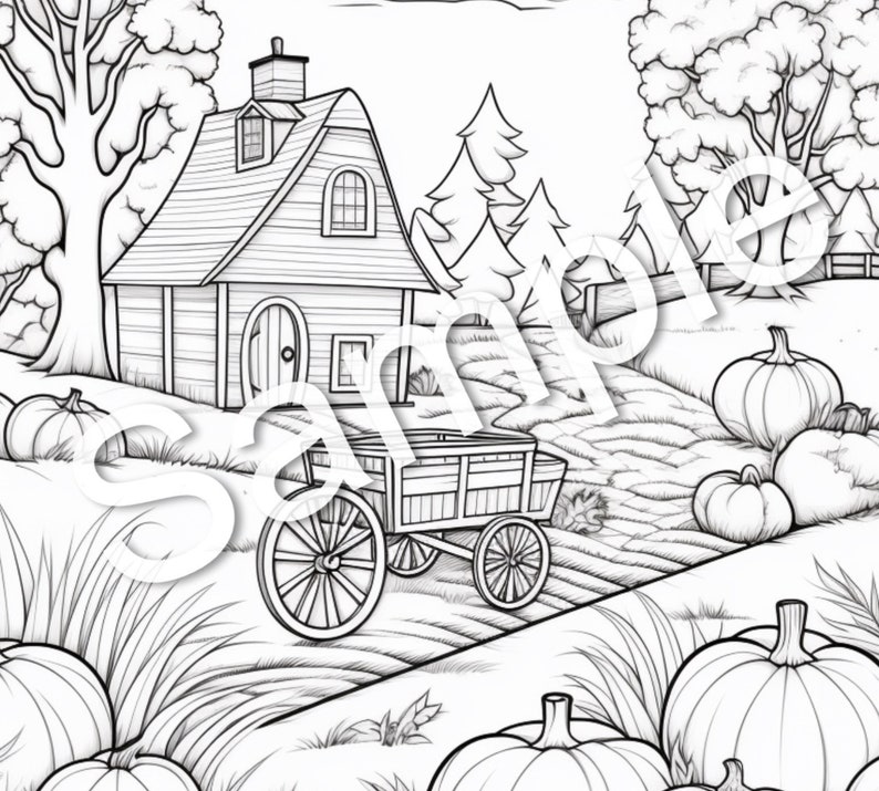 25 Fall Scenes Coloring Pages, Coloring Book, Instant Download - Etsy