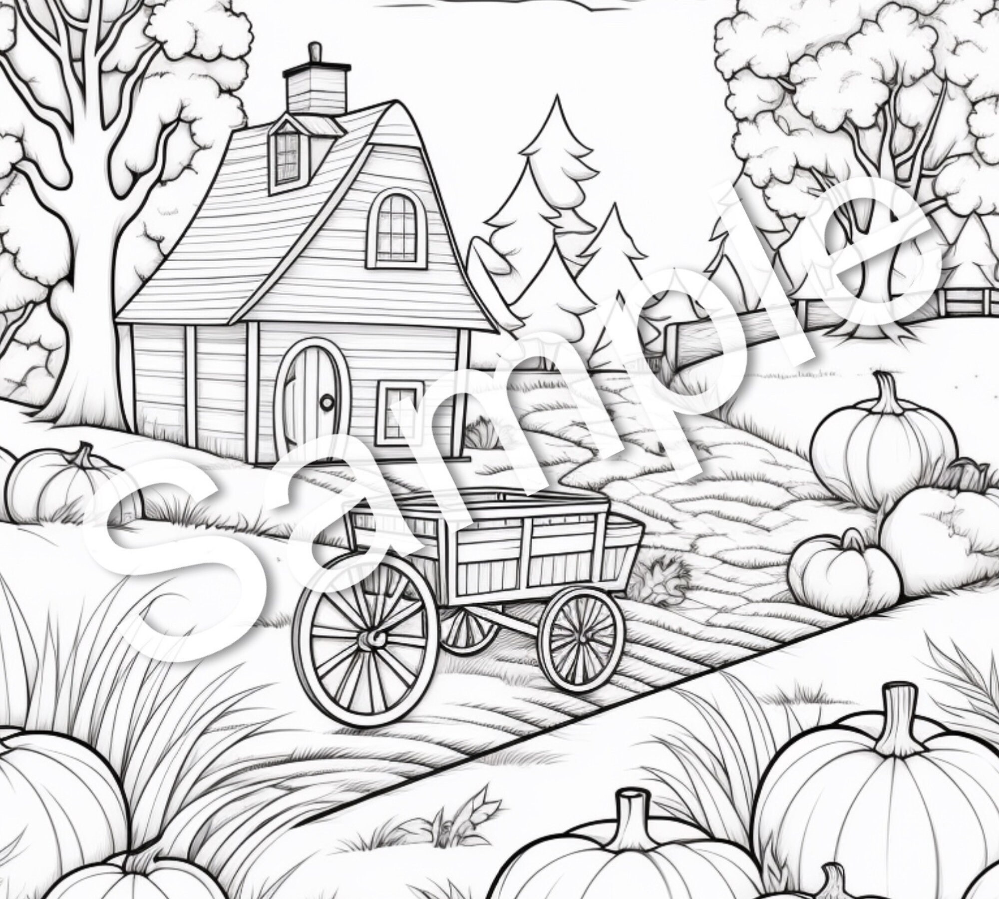 25 Fall Scenes Coloring Pages, Coloring Book, Instant Download - Etsy
