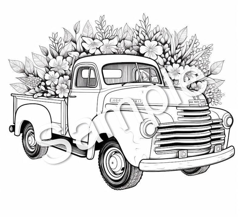 40 Flower Truck Coloring Book, Coloring Pages, Printables - Etsy