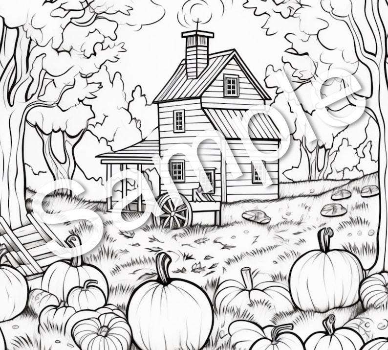 25 Fall Scenes Coloring Pages, Coloring Book, Instant Download - Etsy