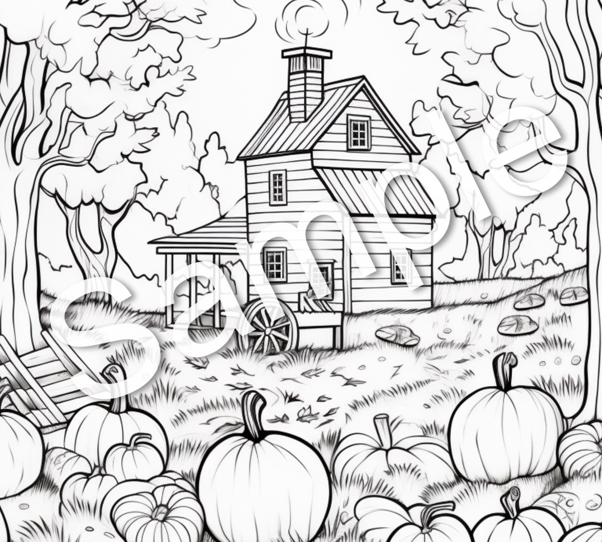 25 Fall Scenes Coloring Pages, Coloring Book, Instant Download - Etsy