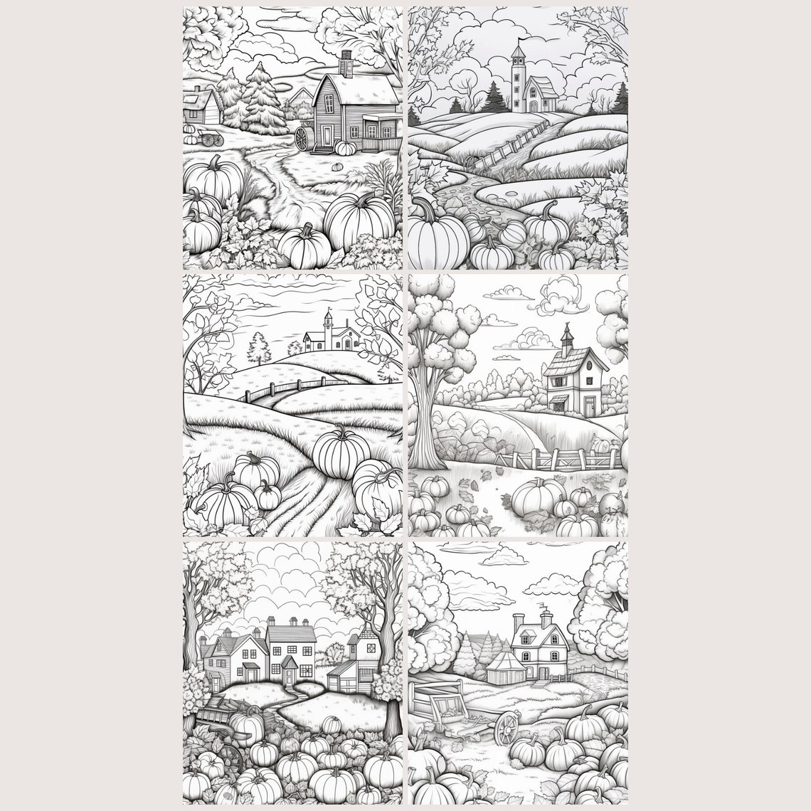 25 Fall Scenes Coloring Pages, Coloring Book, Instant Download - Etsy