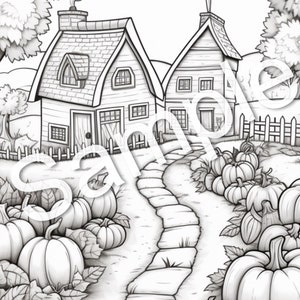 25 Fall Scenes Coloring Pages, Coloring Book, Instant Download - Etsy