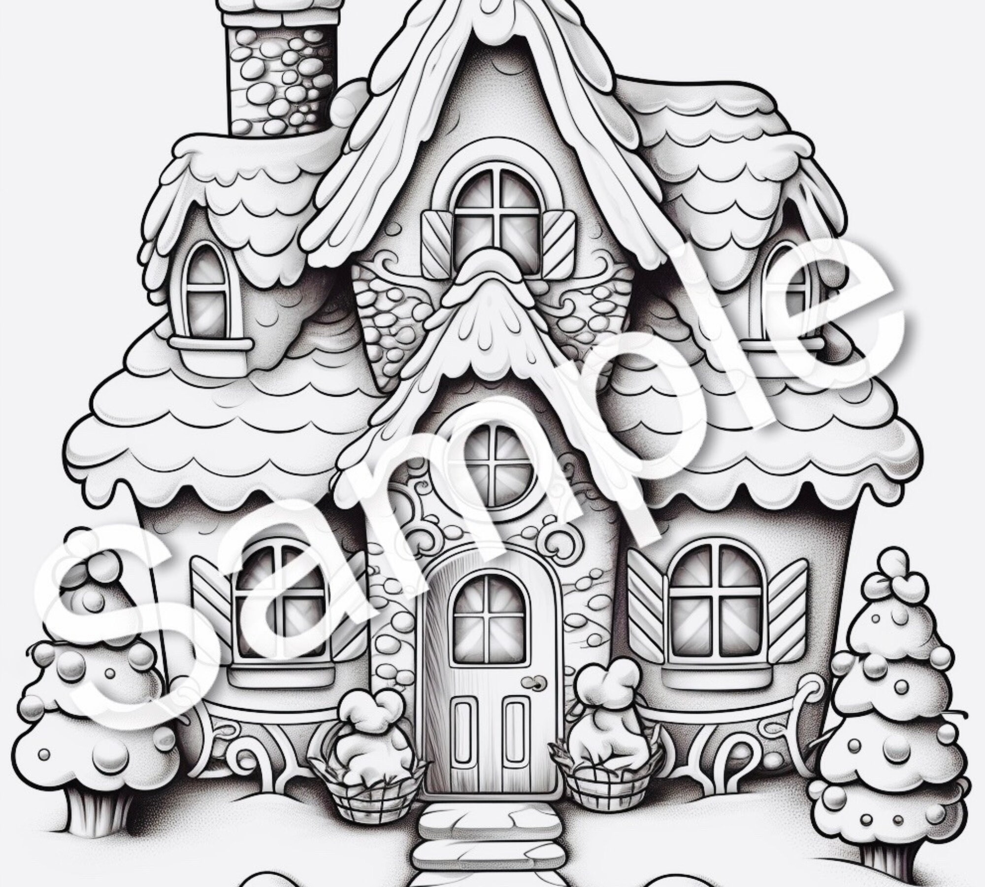30 Gingerbread Houses Coloring Pages, Coloring Book, Instant Download ...