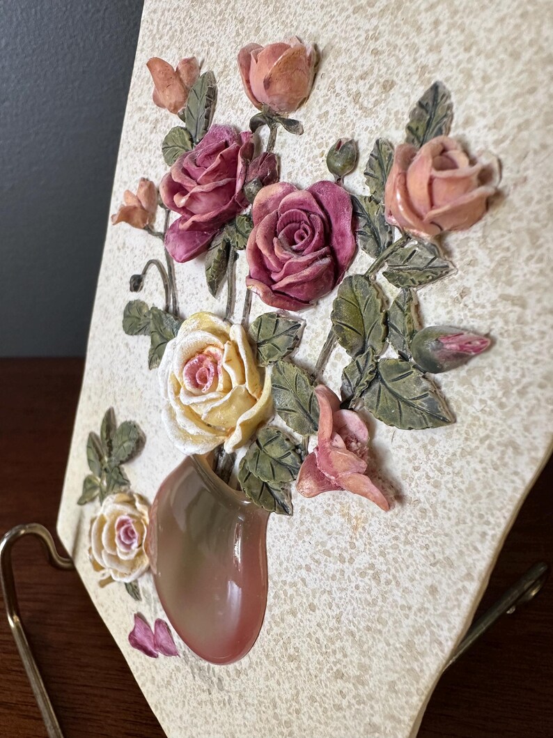 Beautiful CHERI BLUM 6x 4.5 Resin Floral 3D Plaque Roses in Acrylic ...