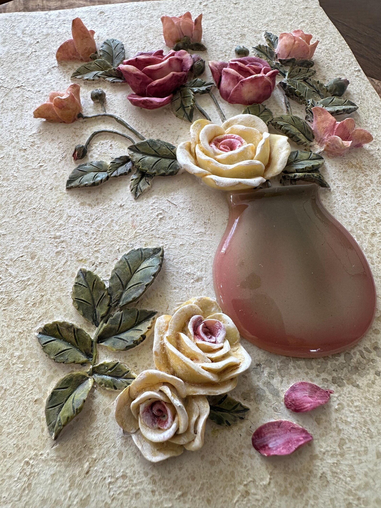 Beautiful CHERI BLUM 6x 4.5 Resin Floral 3D Plaque Roses in Acrylic ...