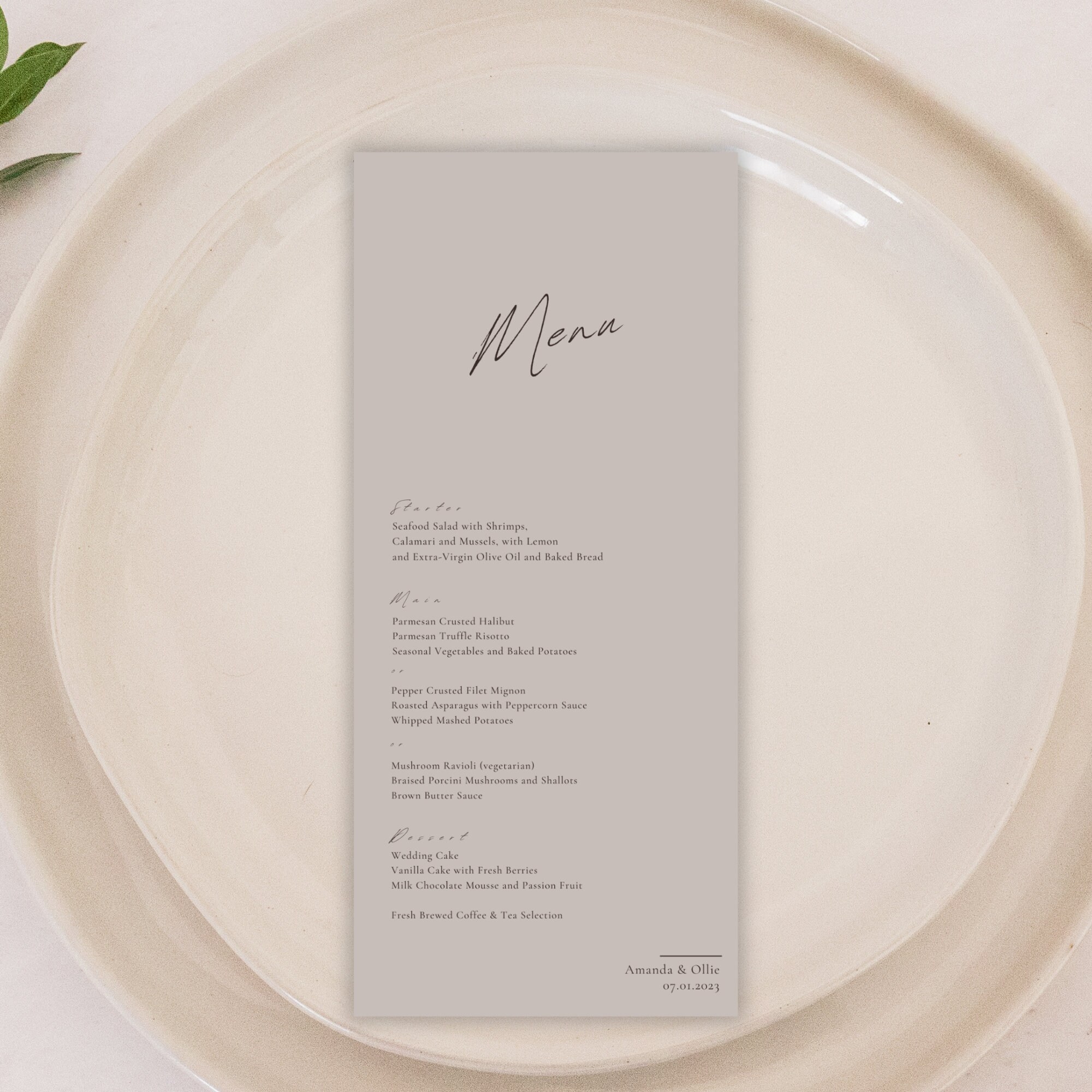 Modern Minimalist Taupe Wedding Menu, Editable Template, Printable 4x9 ...