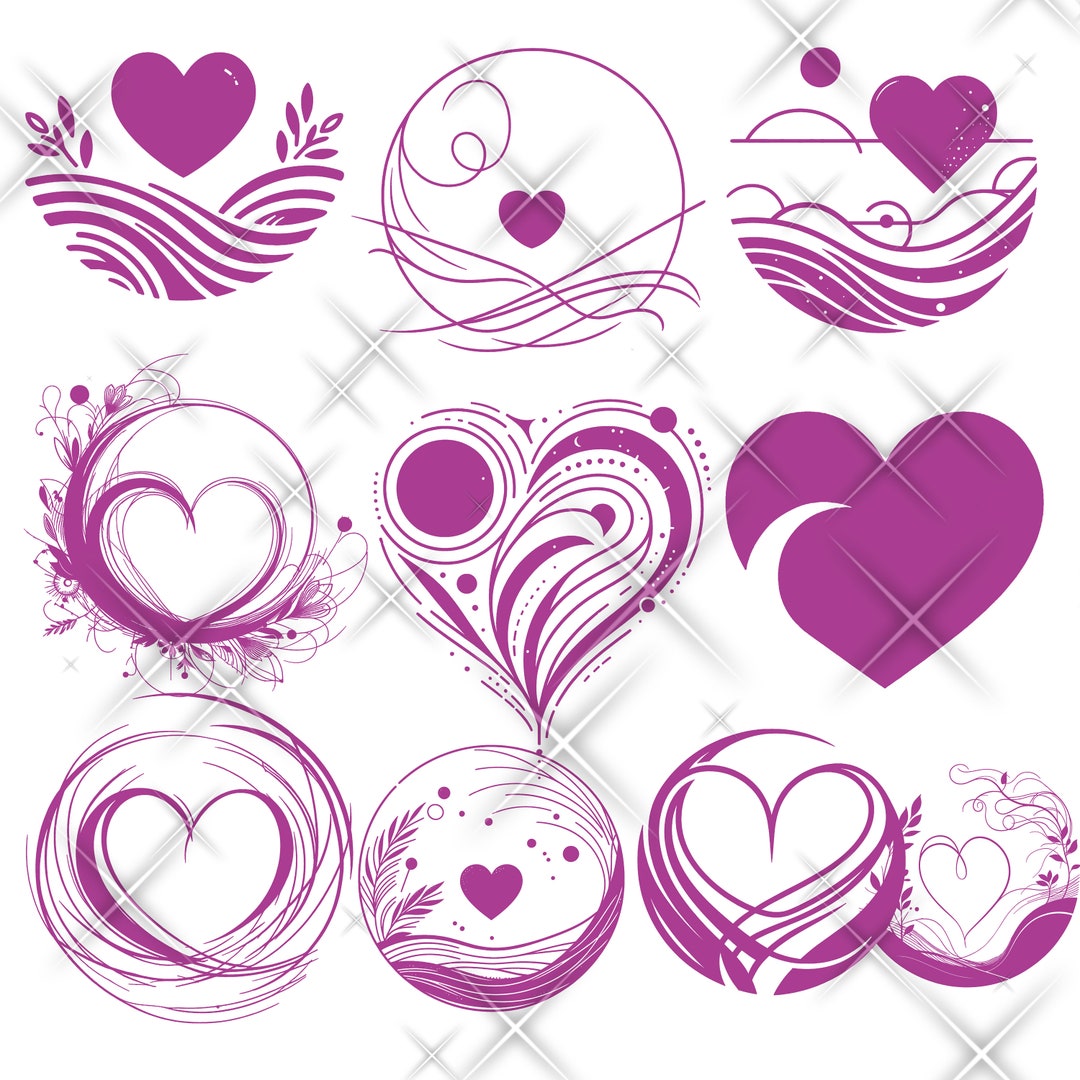 Paquete de corazones rosa png svg, diseños de corazón estilo abstracto ...