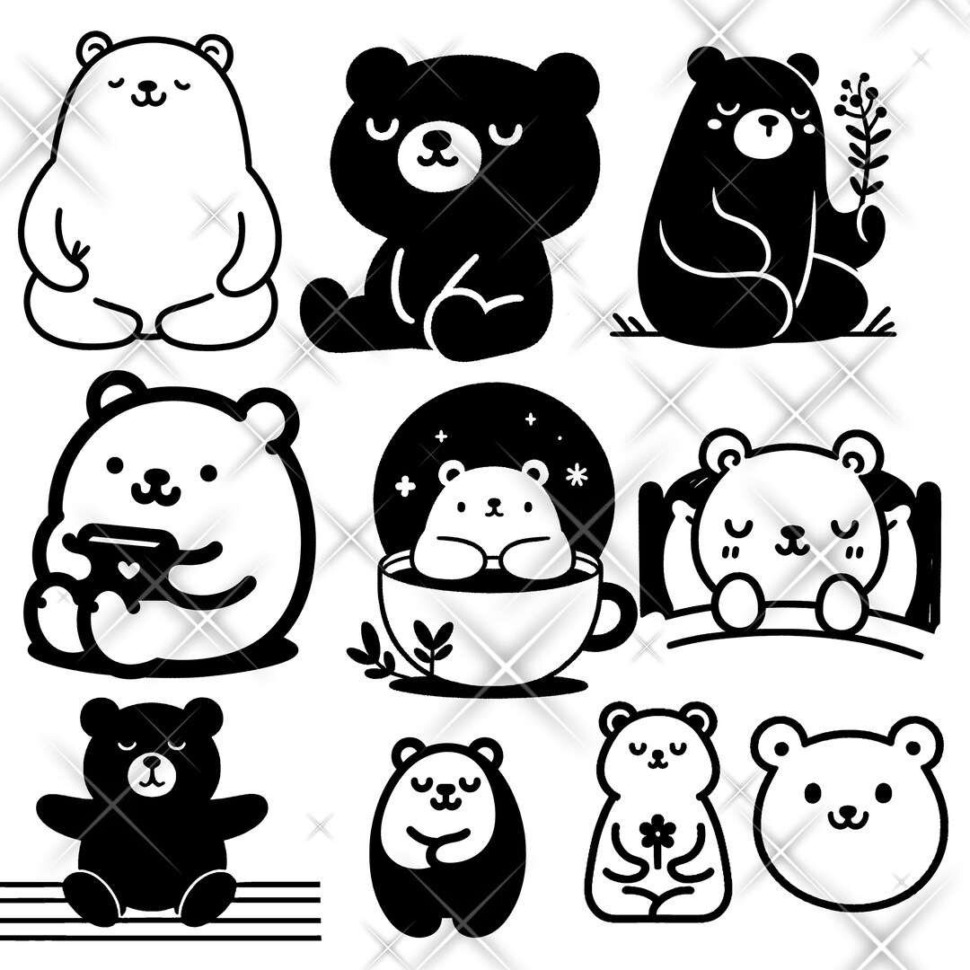 Paquete de osos svg png, diseños de osos png, silueta de osos png svg ...