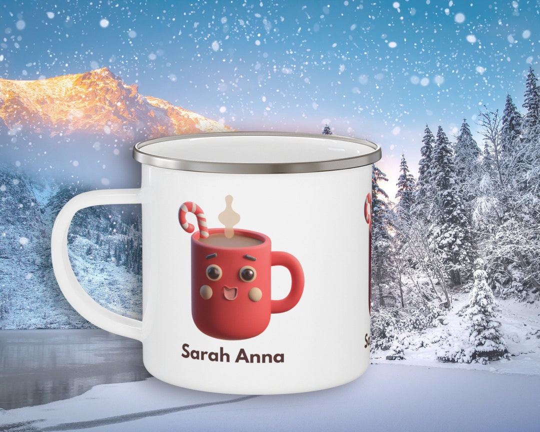 Personalized Kids Hot Cocoa Character Camping Mug Christmas - Etsy