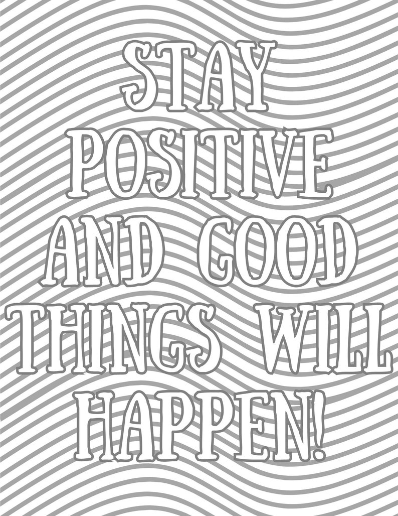 Positive Vibes Only Download & Print Coloring Book 20 Pages - Etsy